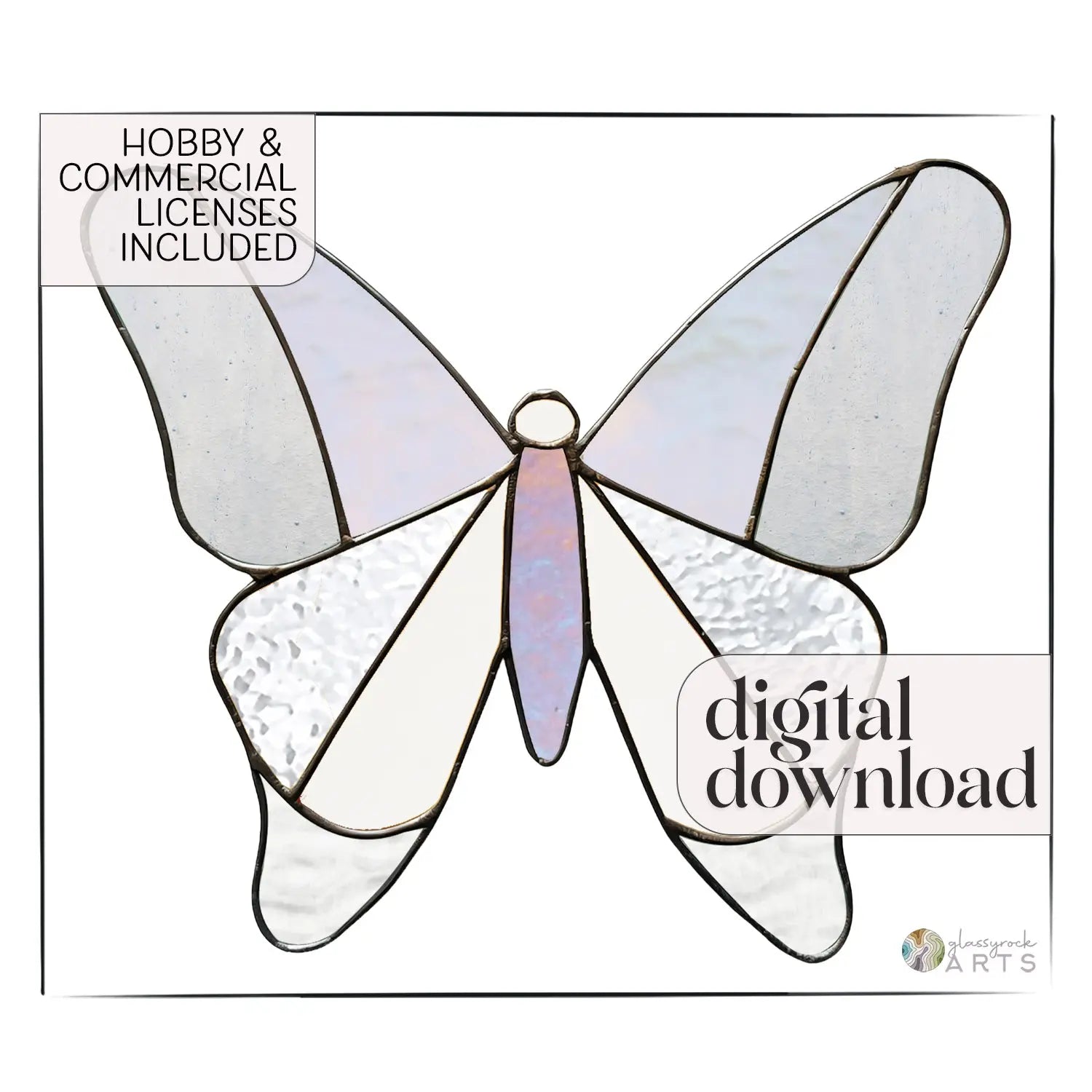 Simple Stained Glass Butterfly Pattern - GlassyRock Arts