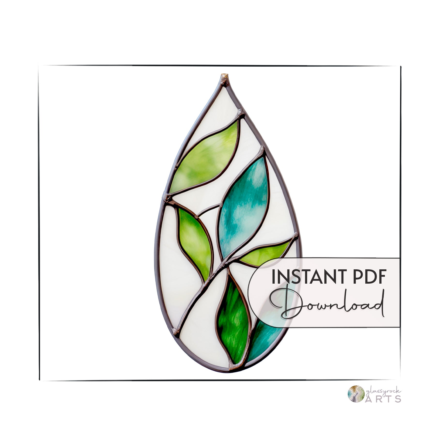 Teardrop Plant Stained Glass Pattern – GlassyRock Arts