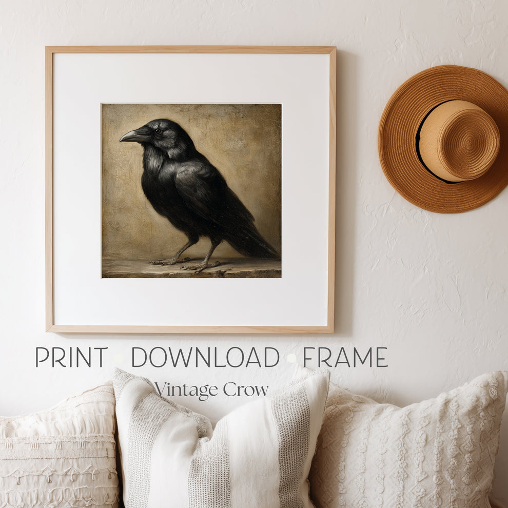 Vintage Halloween Crow Print: Fall Wall Art (Digital Download, 5 Sizes ...
