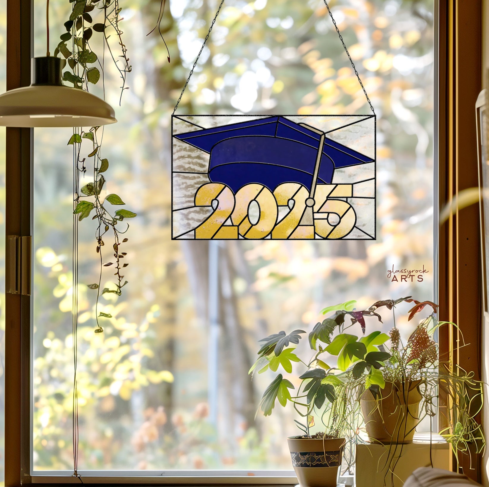 2025 Stained Glass Pattern - Graduate Cap - GlassyRock Arts ...