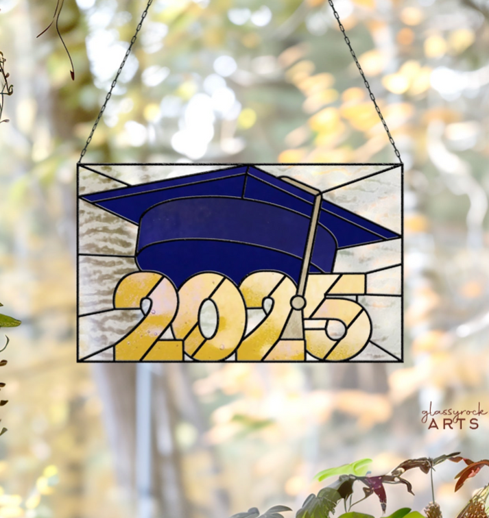 2025 Stained Glass Pattern - Graduate Cap - GlassyRock Arts ...