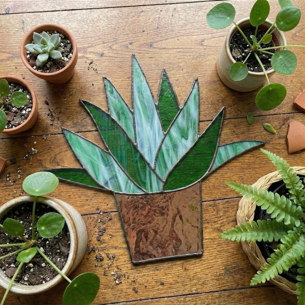 Beginner Potted Agave Stained Glass Plant Pattern PDF & PNG ...