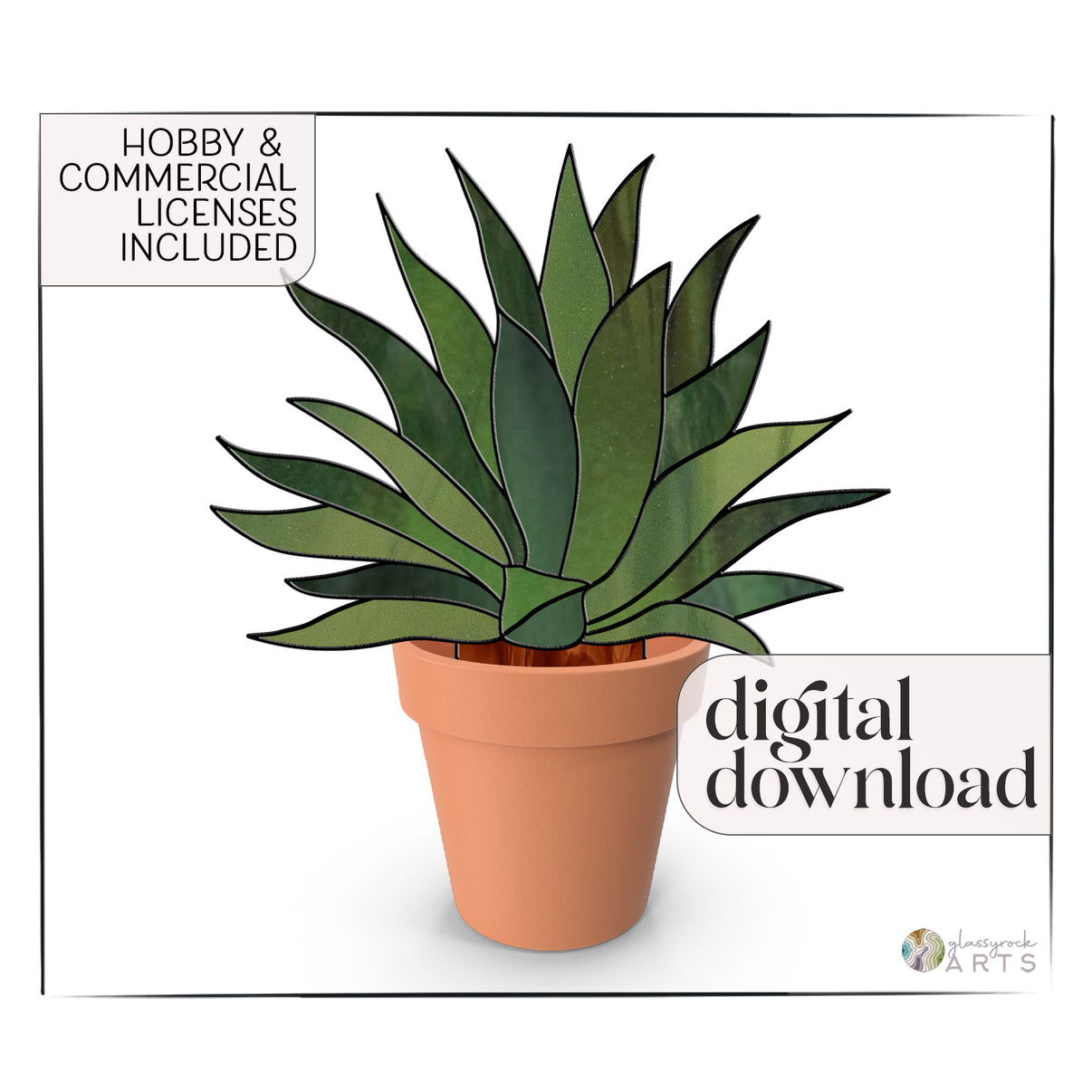 Agave Succulent Plant Stem Stained Glass Pattern – GlassyRock Arts