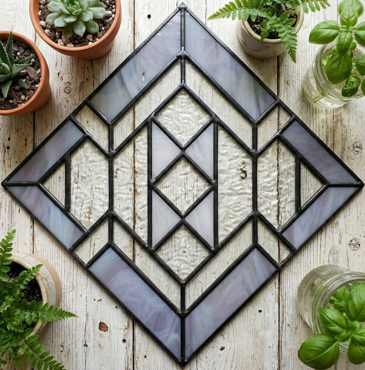Diamond Beginner Stained Glass Pattern - GlassyRock Arts - GlassyRock Arts