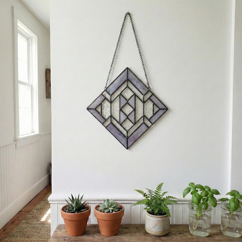 Diamond Beginner Stained Glass Pattern - GlassyRock Arts - GlassyRock Arts