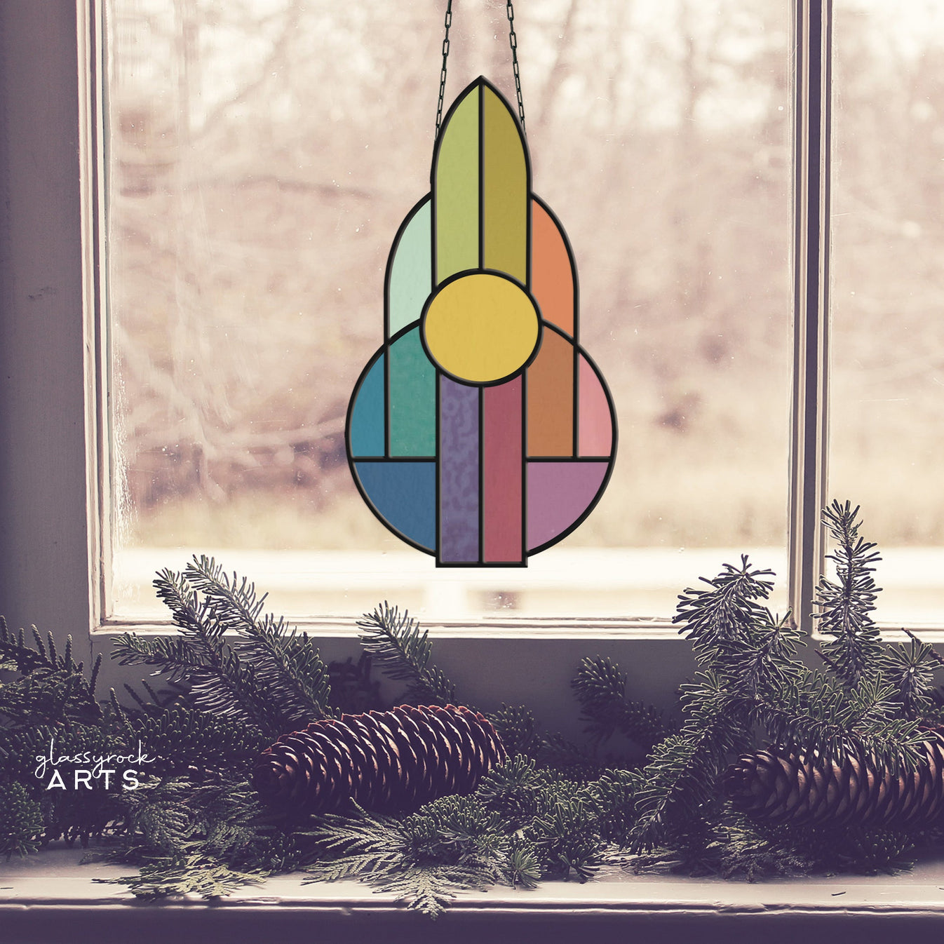 Art Deco Rainbow Stained Glass Pattern - GlassyRock Arts