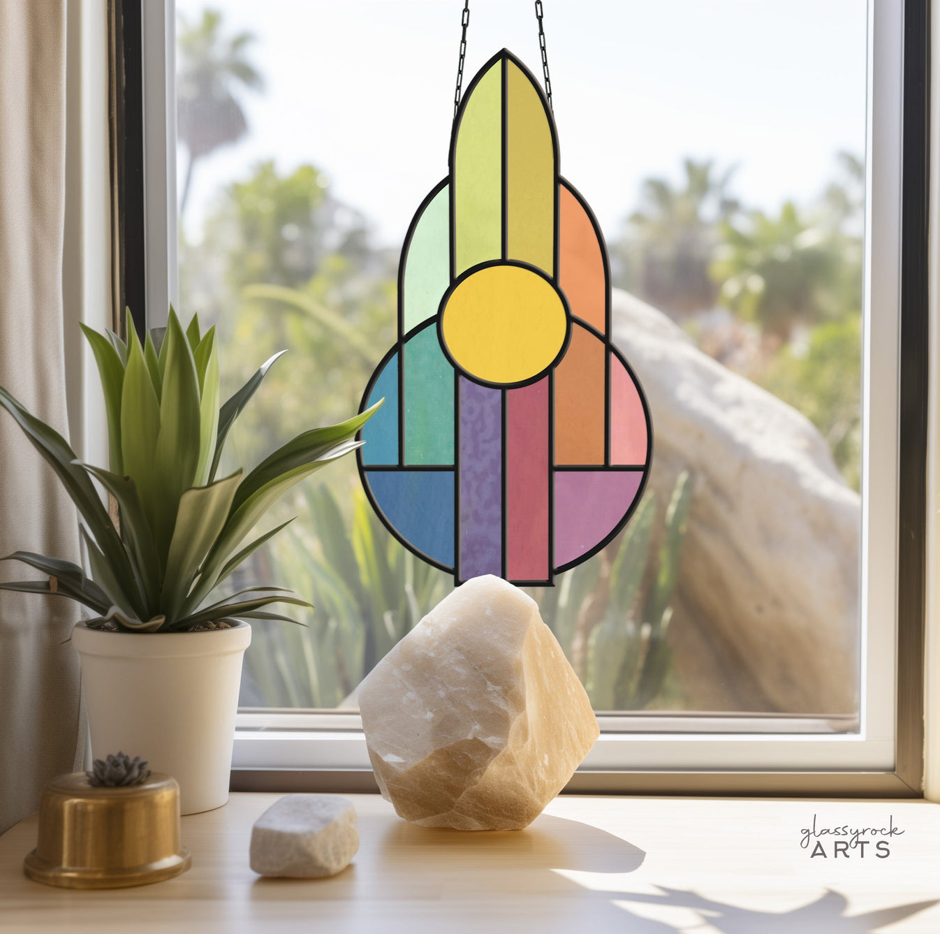 Art Deco Rainbow Stained Glass Pattern - GlassyRock Arts