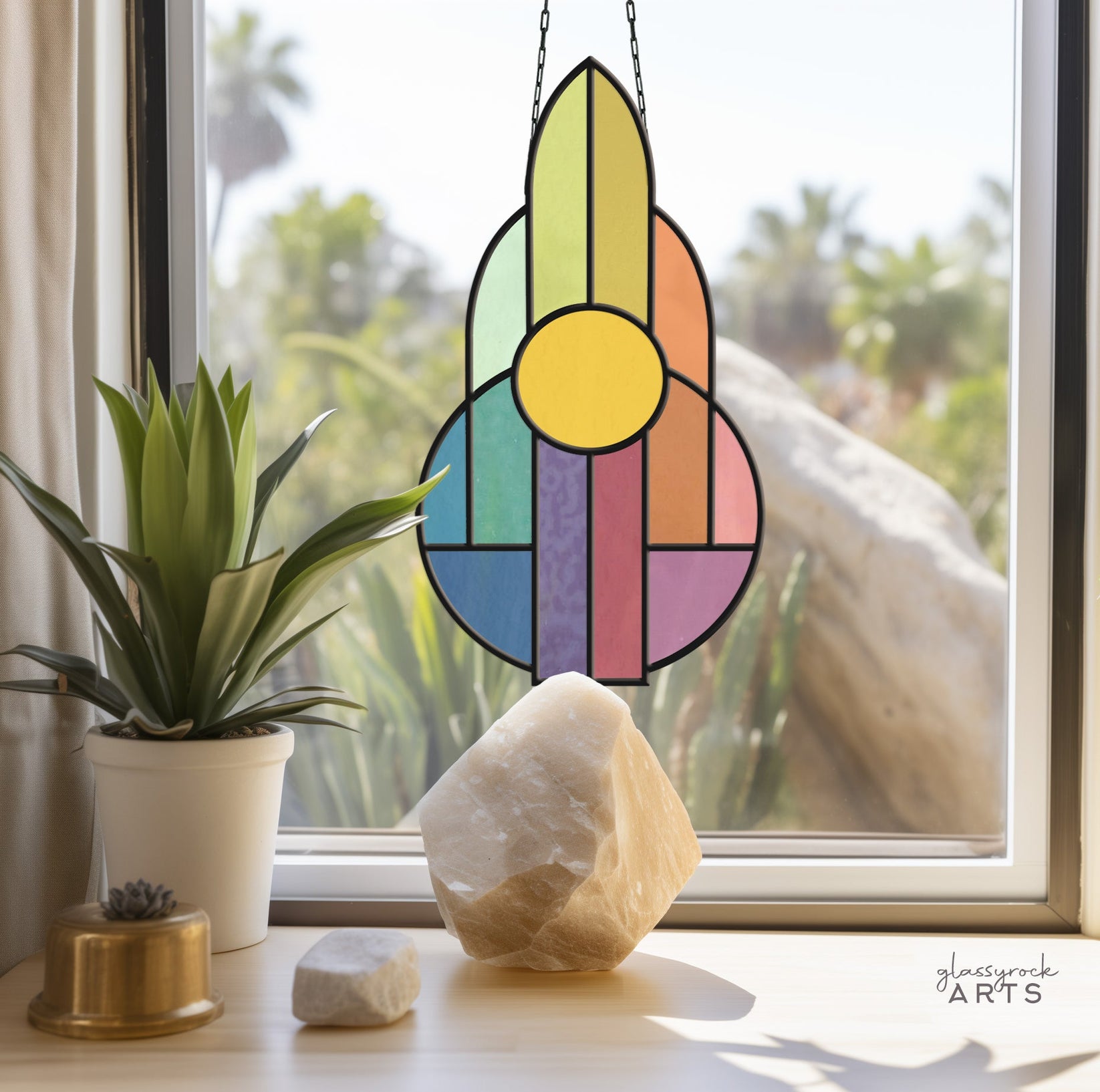 Art Deco Rainbow Stained Glass Pattern - GlassyRock Arts