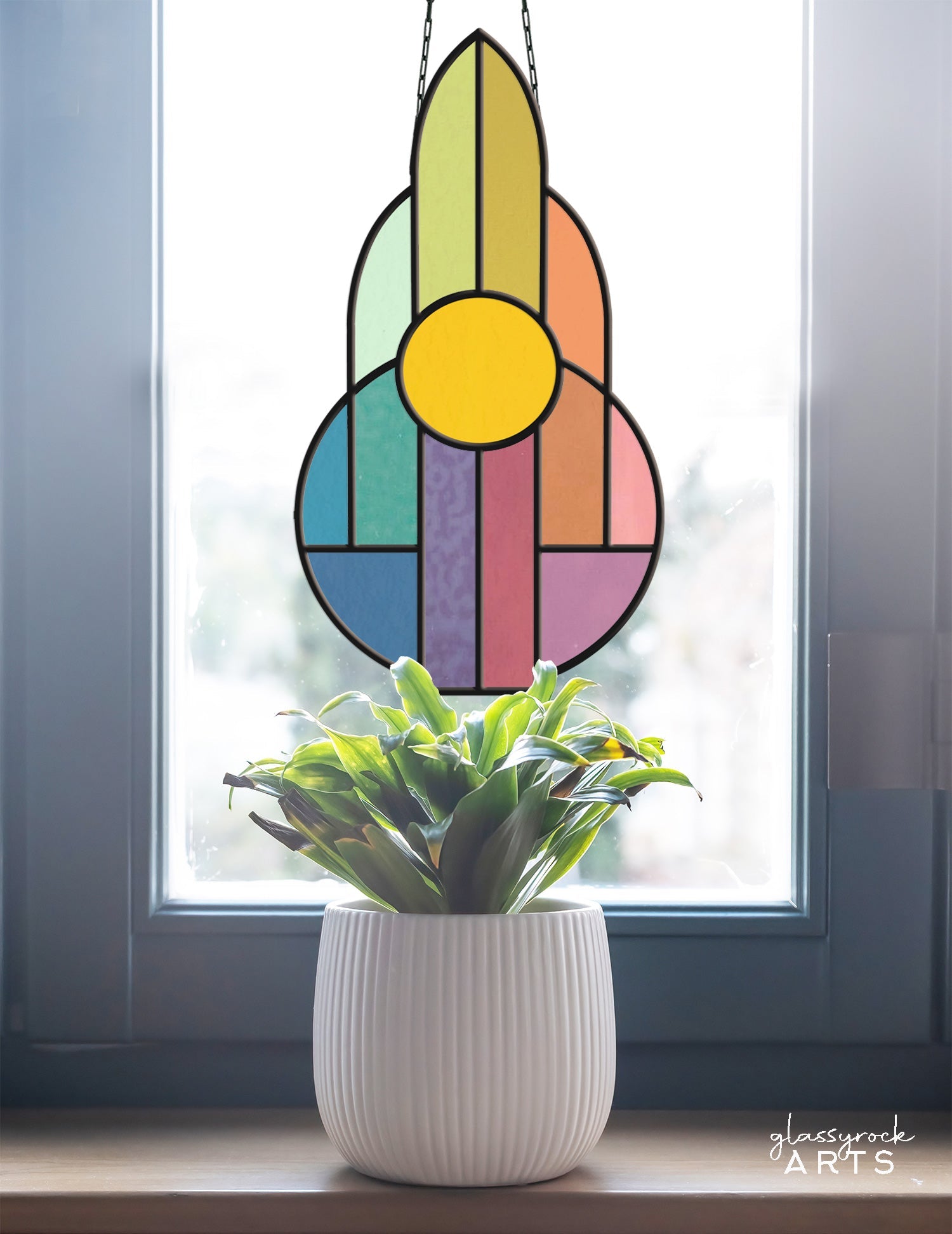 Art Deco Rainbow Stained Glass Pattern - GlassyRock Arts