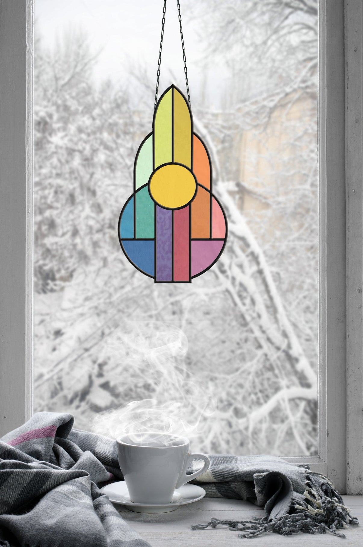 Art Deco Rainbow Stained Glass Pattern - GlassyRock Arts