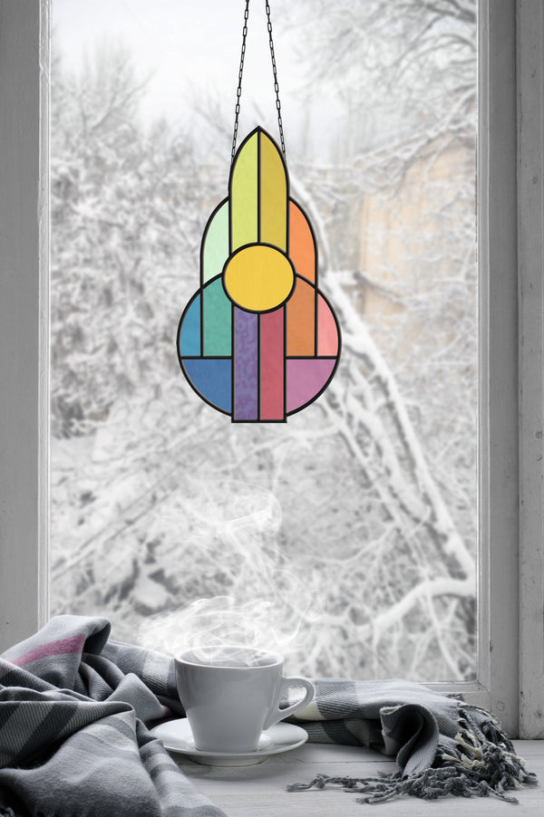 Art Deco Rainbow Stained Glass Pattern - GlassyRock Arts