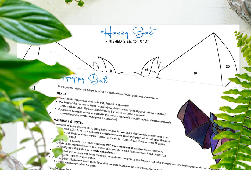 Bat Halloween Stained Glass Pattern – GlassyRock Arts