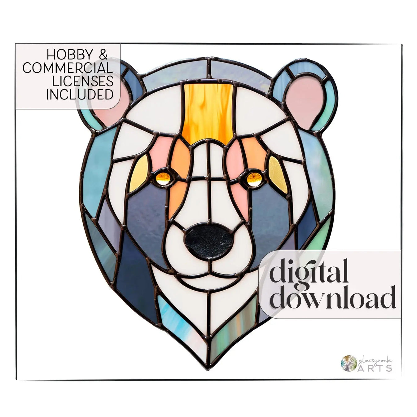 Sweet Bear Stained Glass Pattern - GlassyRock Arts