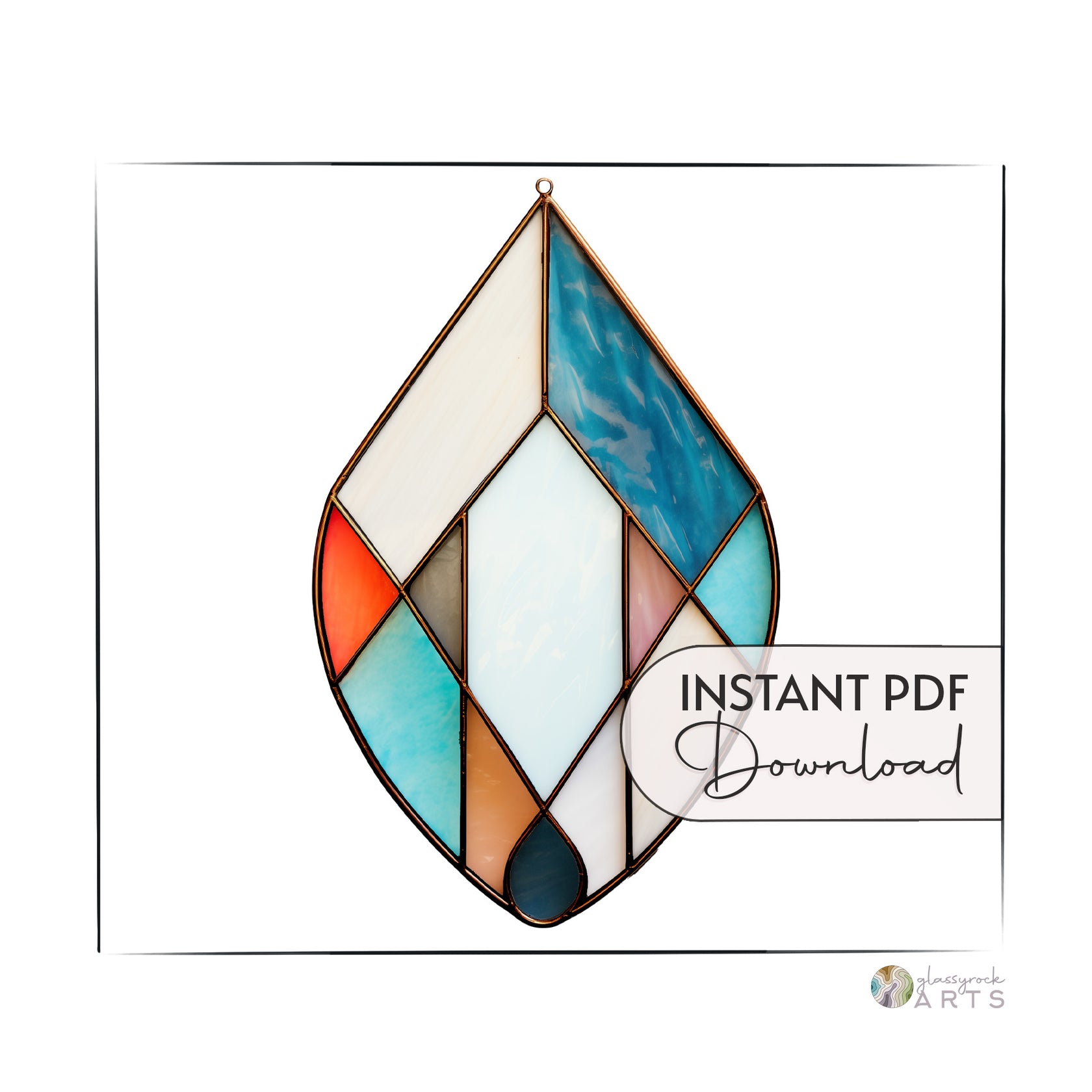 Teardrop Beginner Stained Glass Pattern – GlassyRock Arts