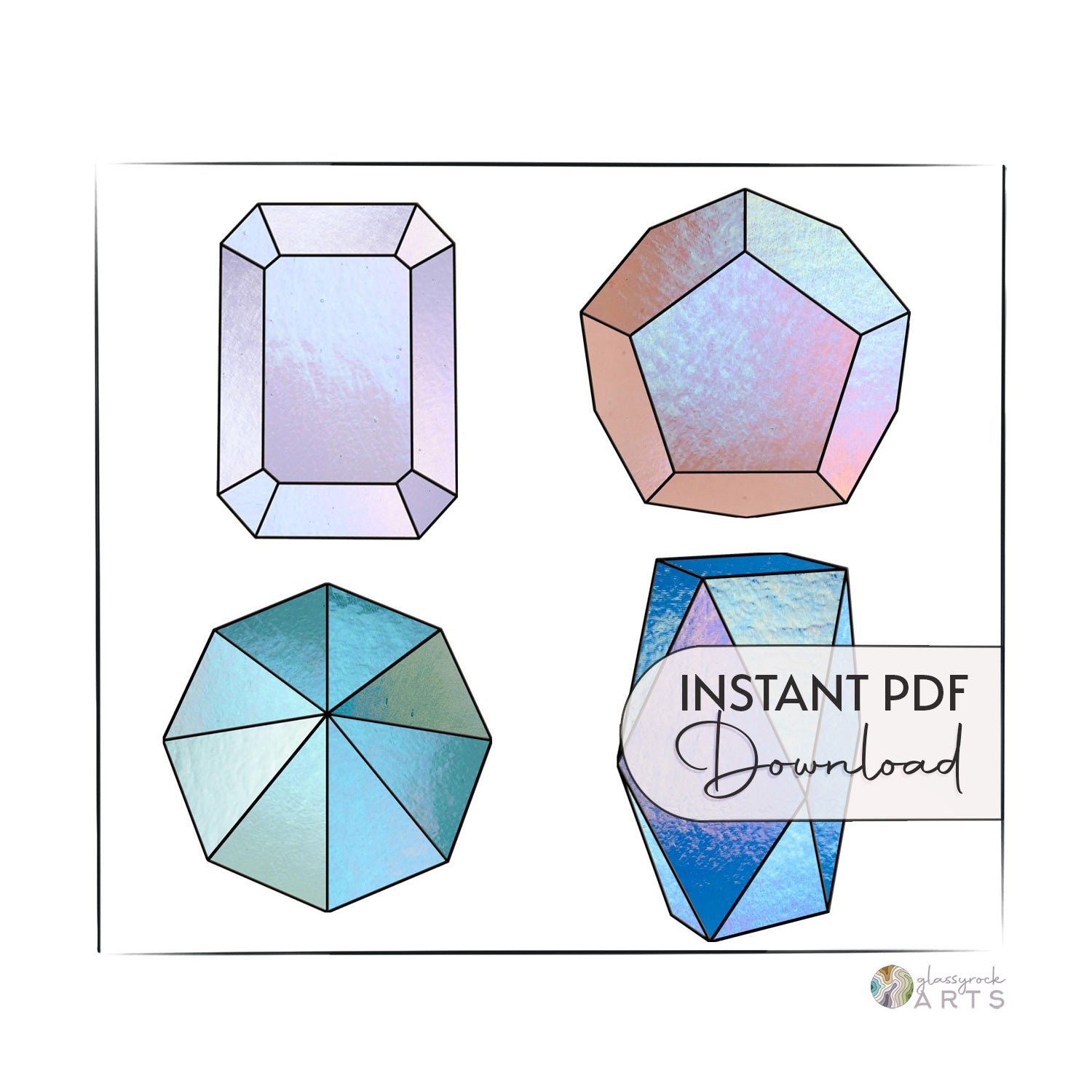 Geometric Gems Beginner Stained Glass Patterns – GlassyRock Arts