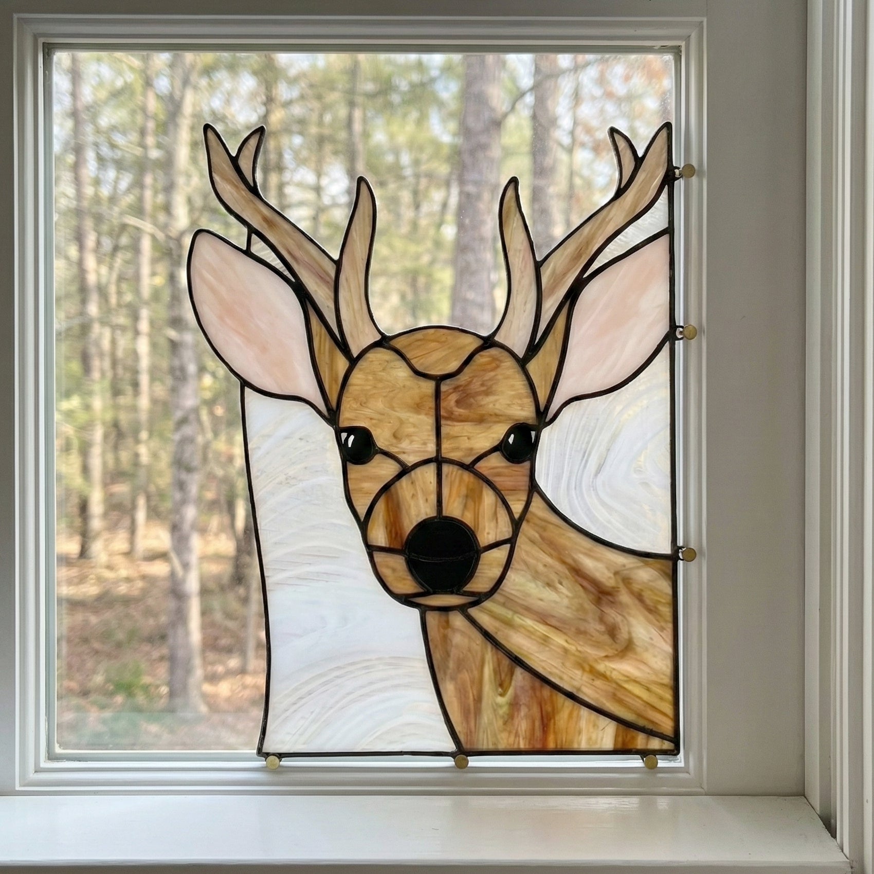 Young Buck Deer Stained Glass Pattern - GlassyRock Arts