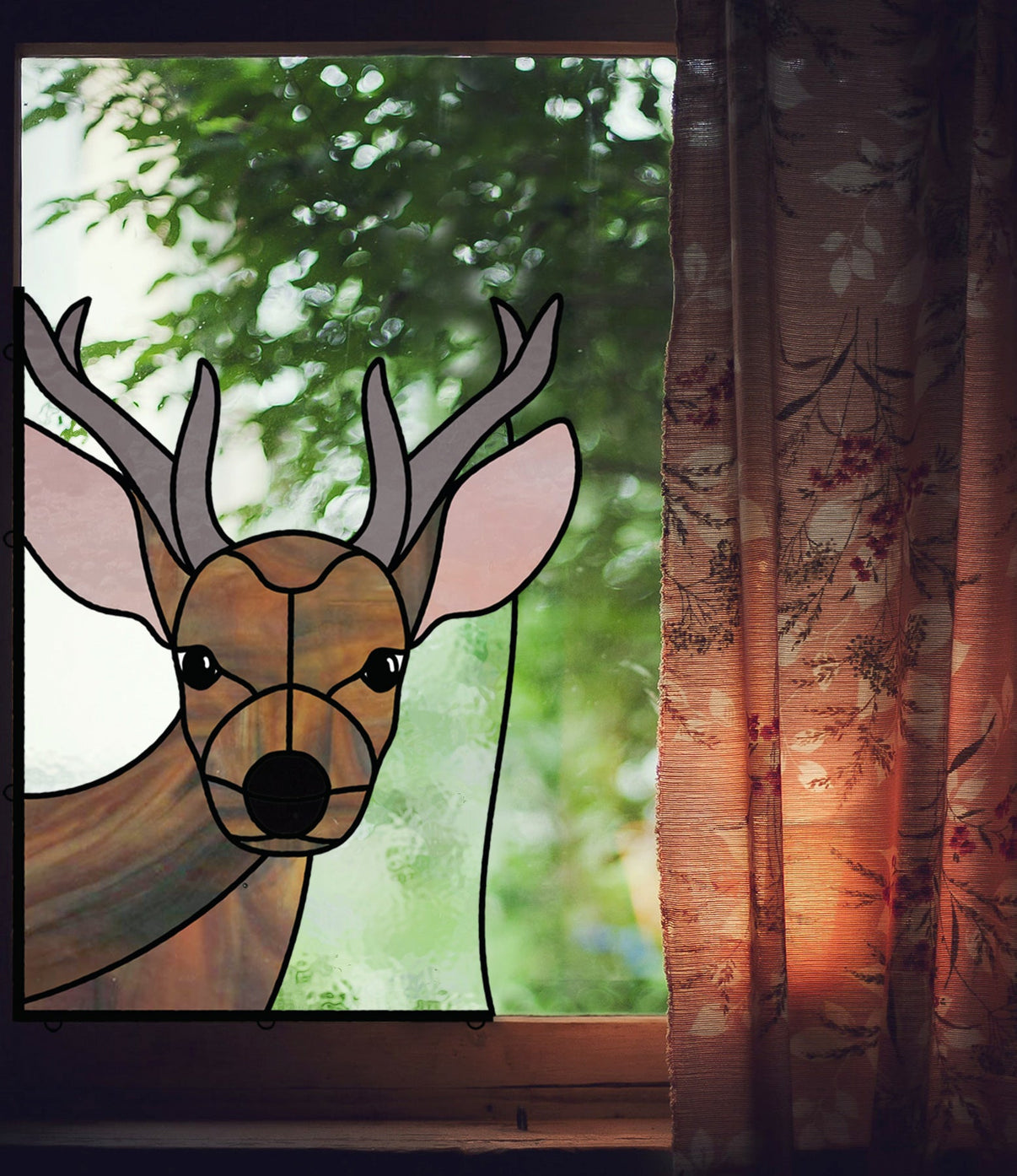 Young Buck Deer Stained Glass Pattern - GlassyRock Arts