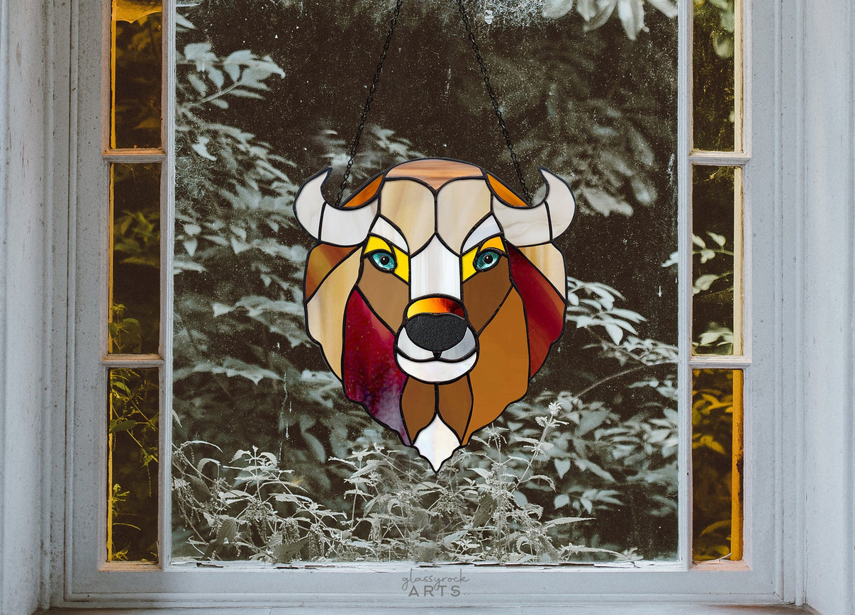 Sweet Buffalo Stained Glass Pattern - GlassyRock Arts - GlassyRock Arts