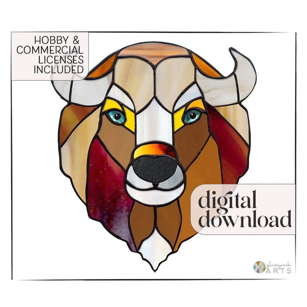 Sweet Buffalo Stained Glass Pattern