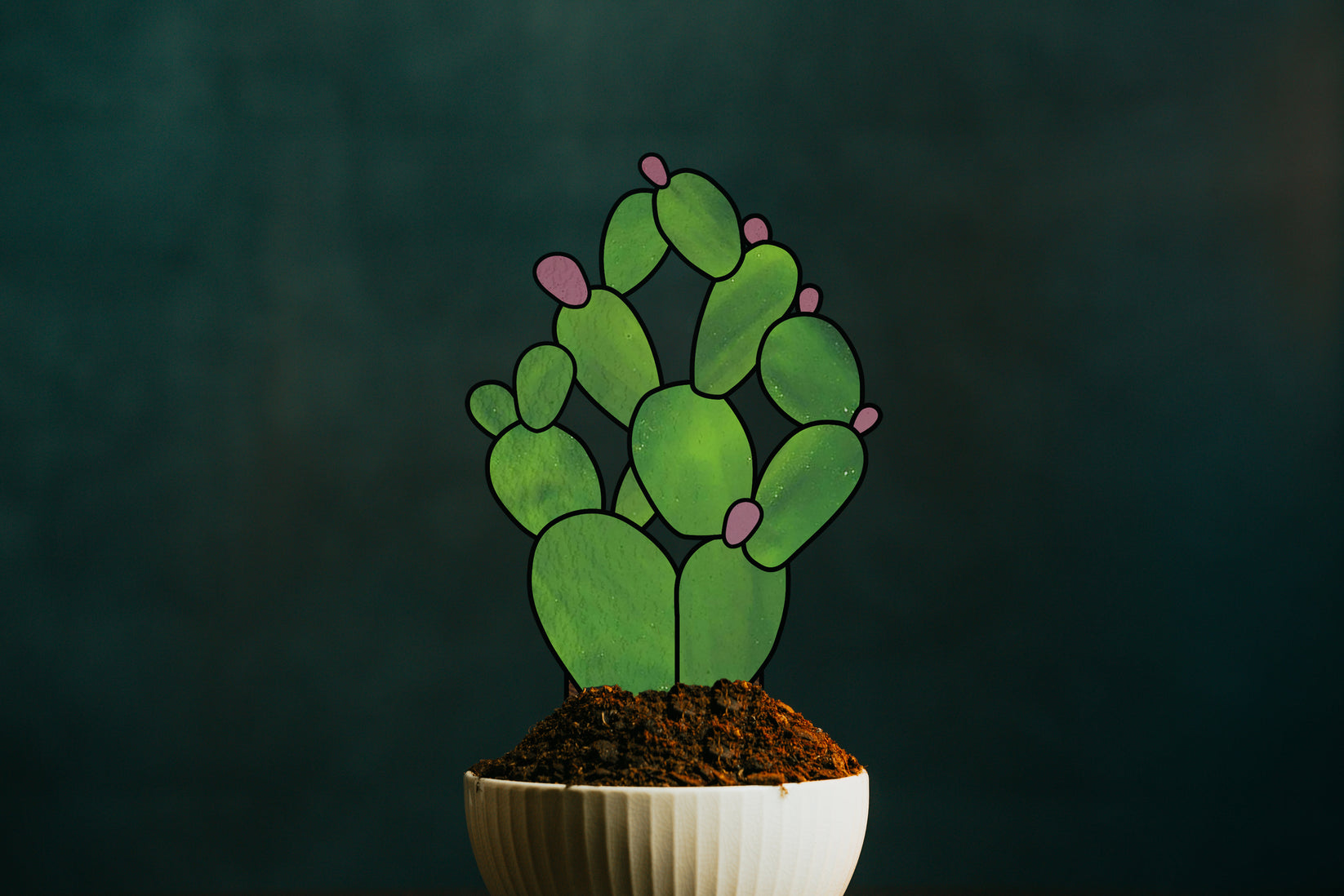 Cactus Plant Stem Stained Glass Pattern - GlassyRock Arts