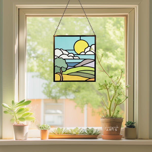 California Coast Stained Glass Landscape Pattern - GlassyRock Arts