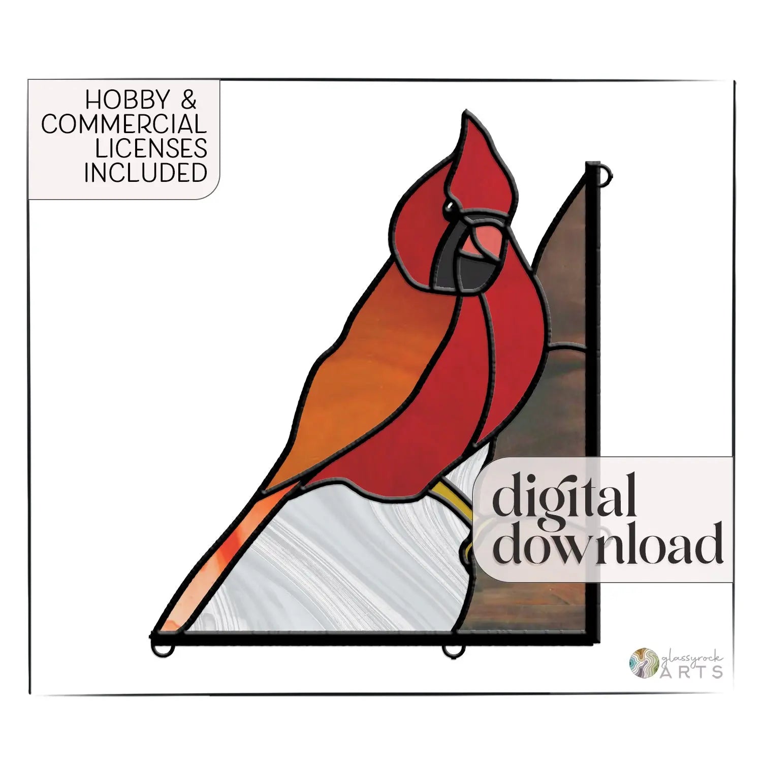 Cardinal Stained Glass Pattern - GlassyRock Arts