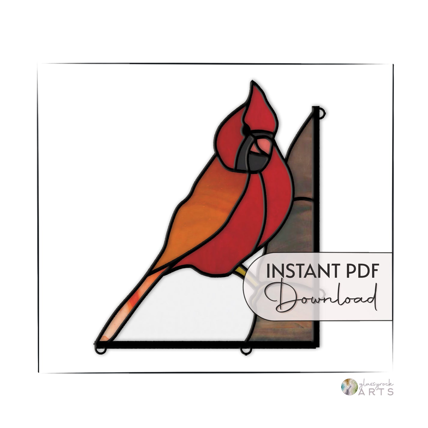Cardinal Bird Stained Glass Pattern – GlassyRock Arts
