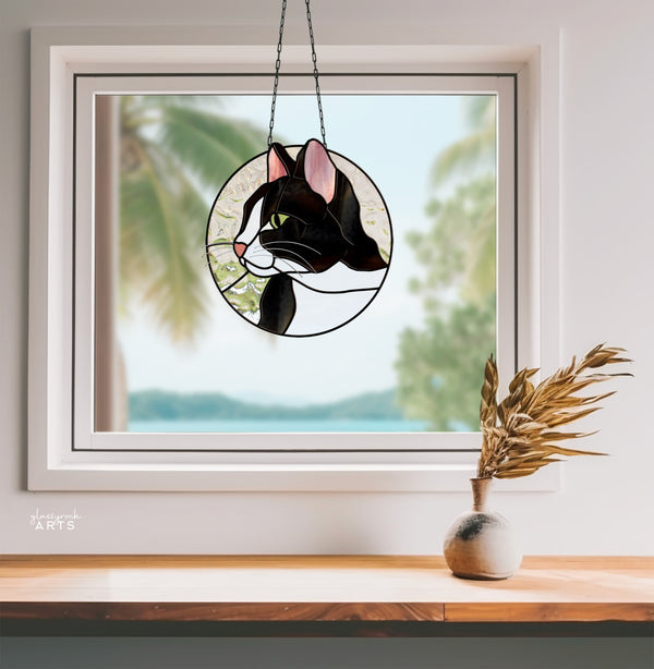 Cat Suncatcher Stained Glass Pattern - GlassyRock Arts