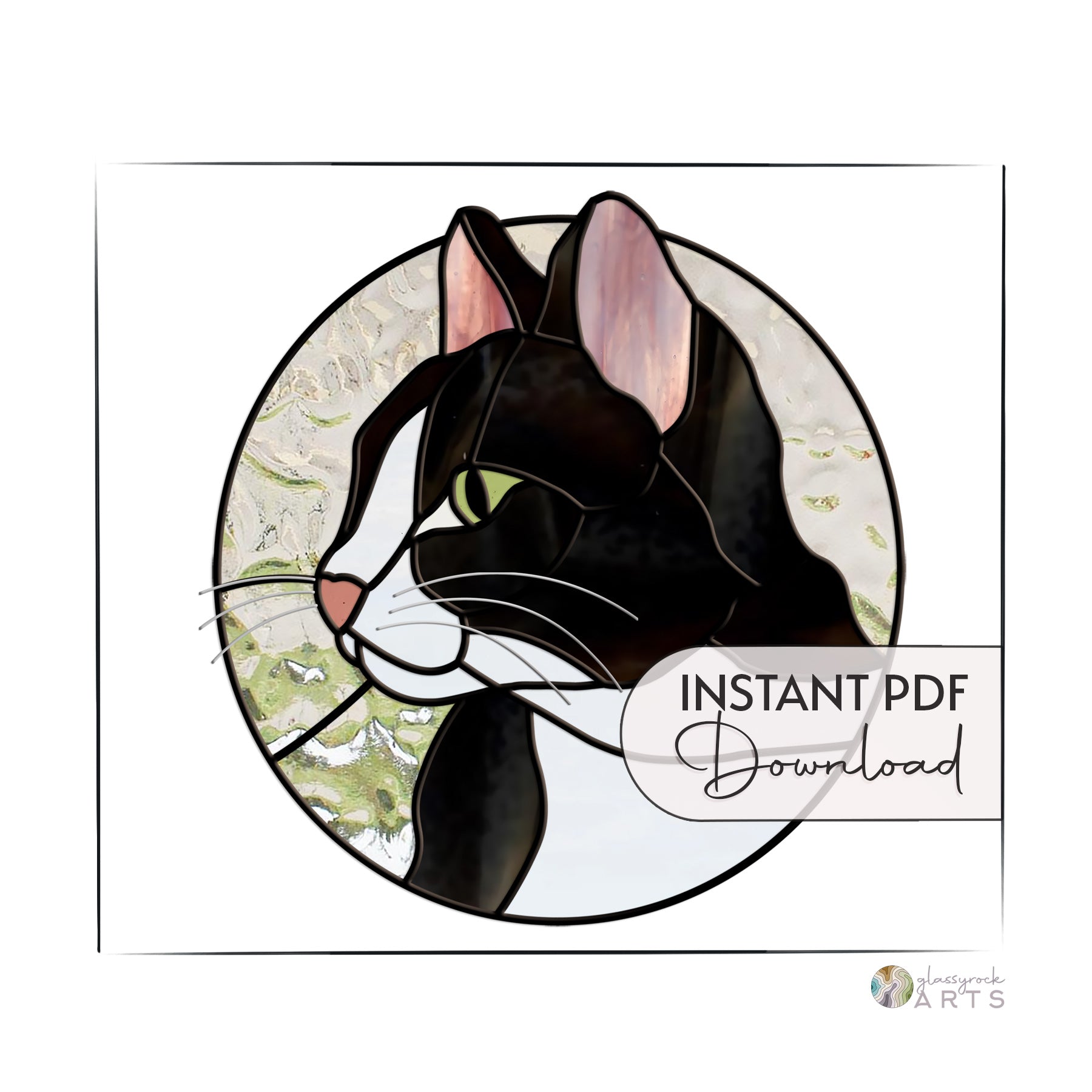 Cat Stained Glass Pattern Template – GlassyRock Arts