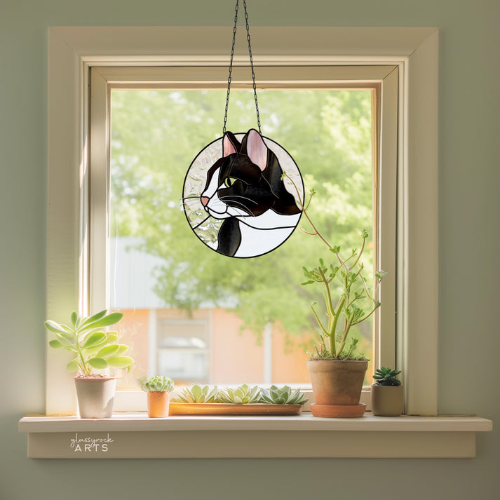 Cat Suncatcher Stained Glass Pattern - GlassyRock Arts