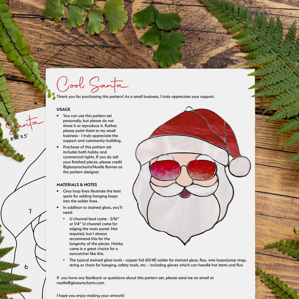 Cool Santa Claus Stained Glass Pattern - GlassyRock Arts - GlassyRock Arts
