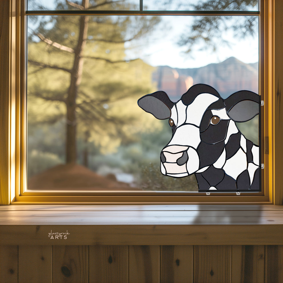 Cow Buddy Stained Glass Pattern - GlassyRock Arts