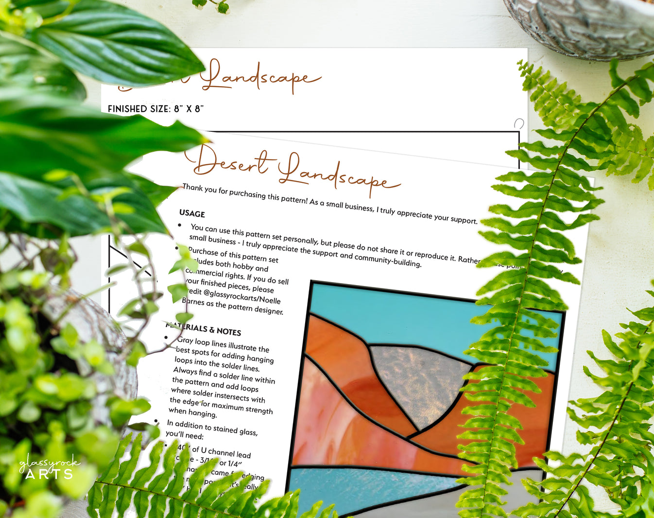 Beginner Desert Landscape Stained Glass Pattern – GlassyRock Arts