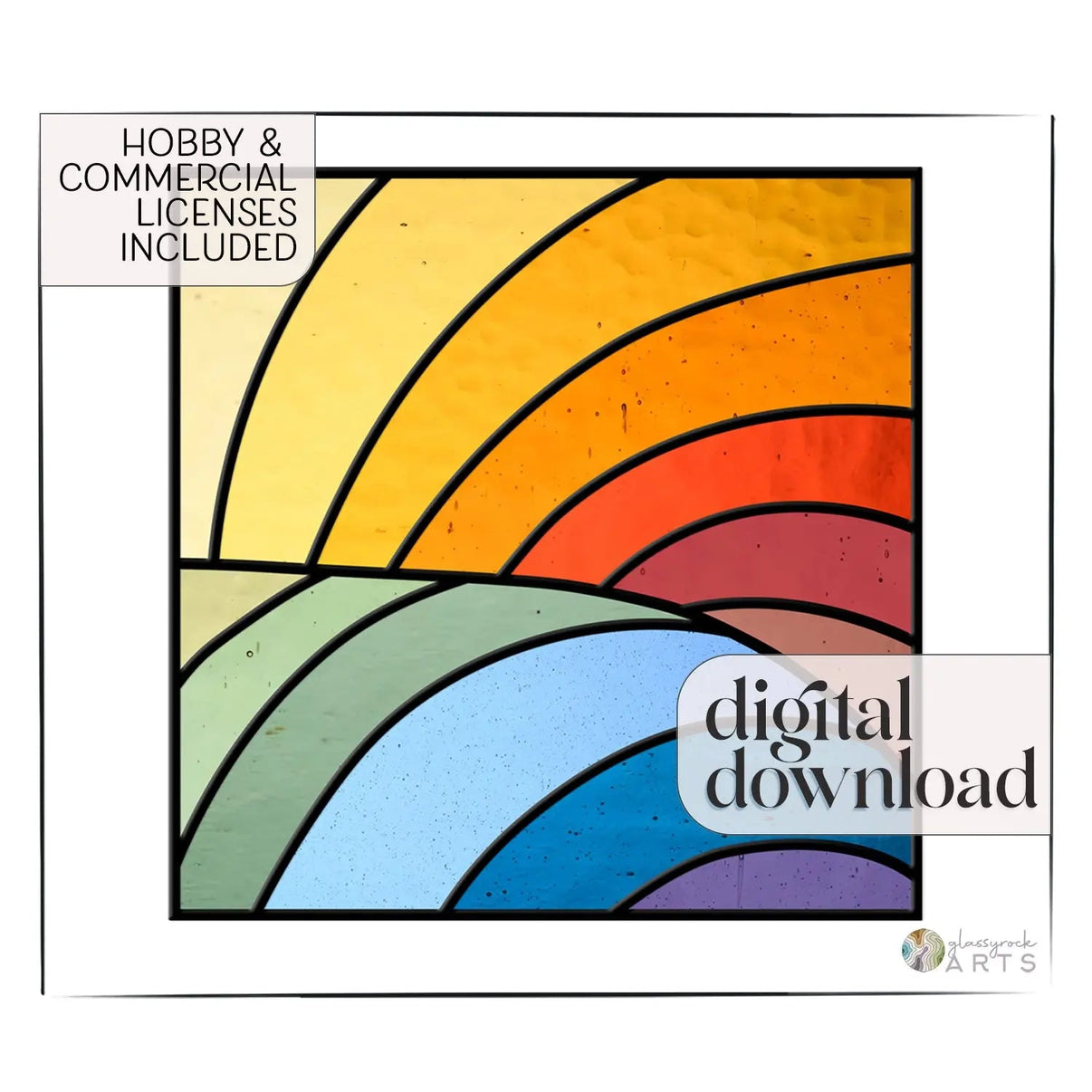 Square Abstract Rainbow Stained Glass Pattern – GlassyRock Arts