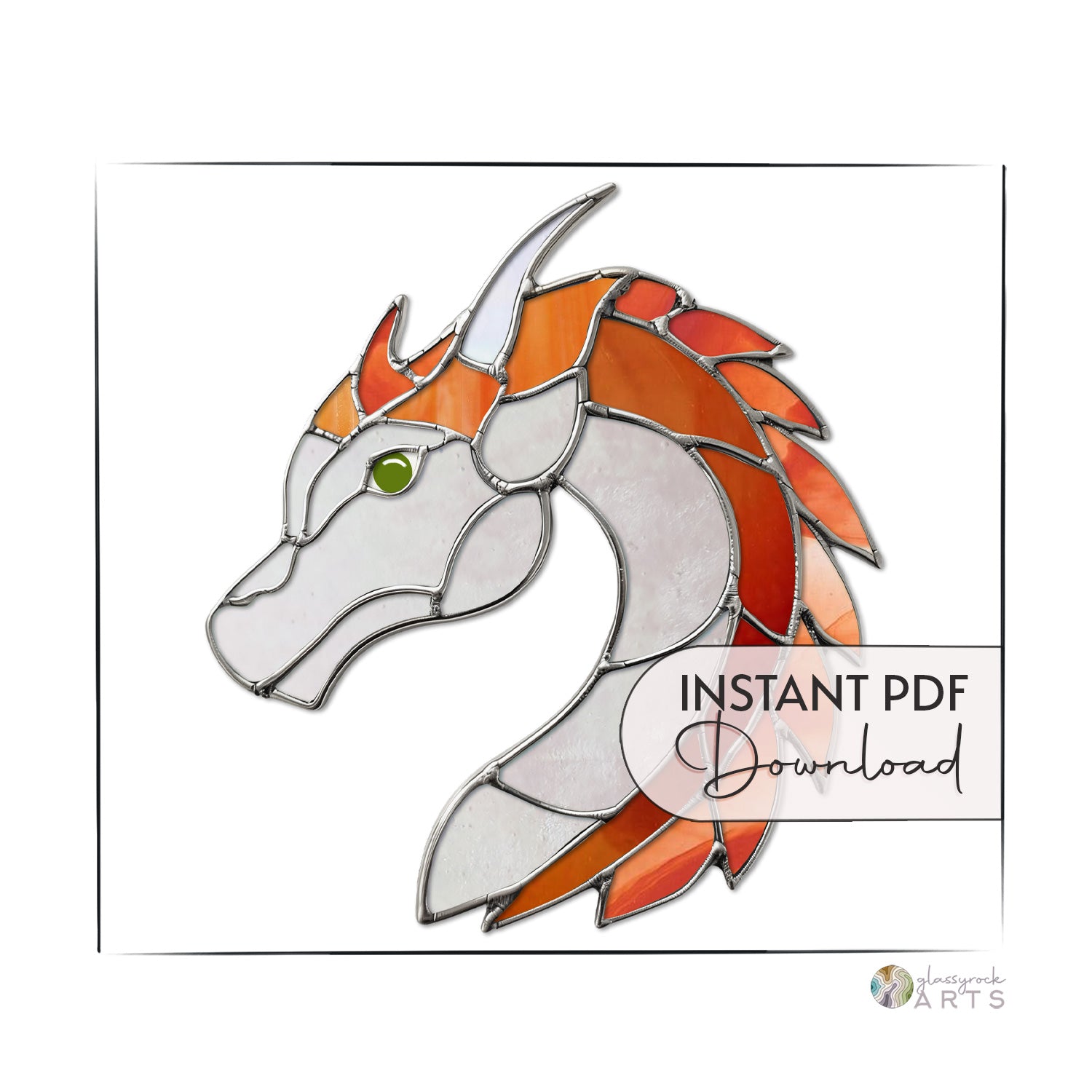 Dragon Stained Glass Pattern Template – GlassyRock Arts