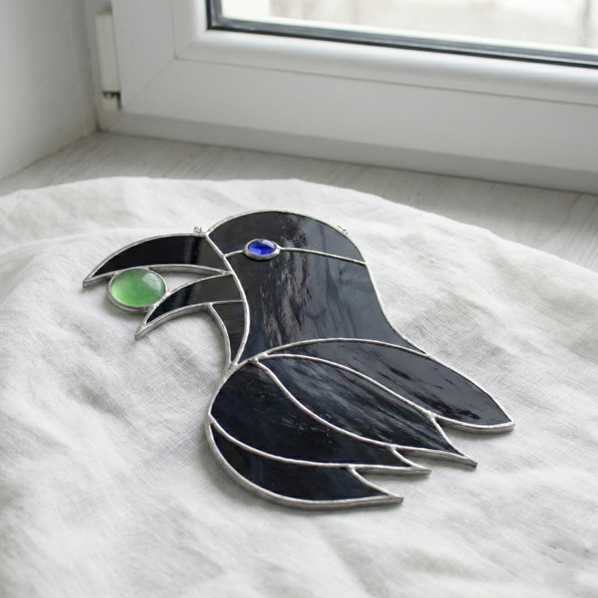 Gemstone Crow Stained Glass Pattern - GlassyRock Arts