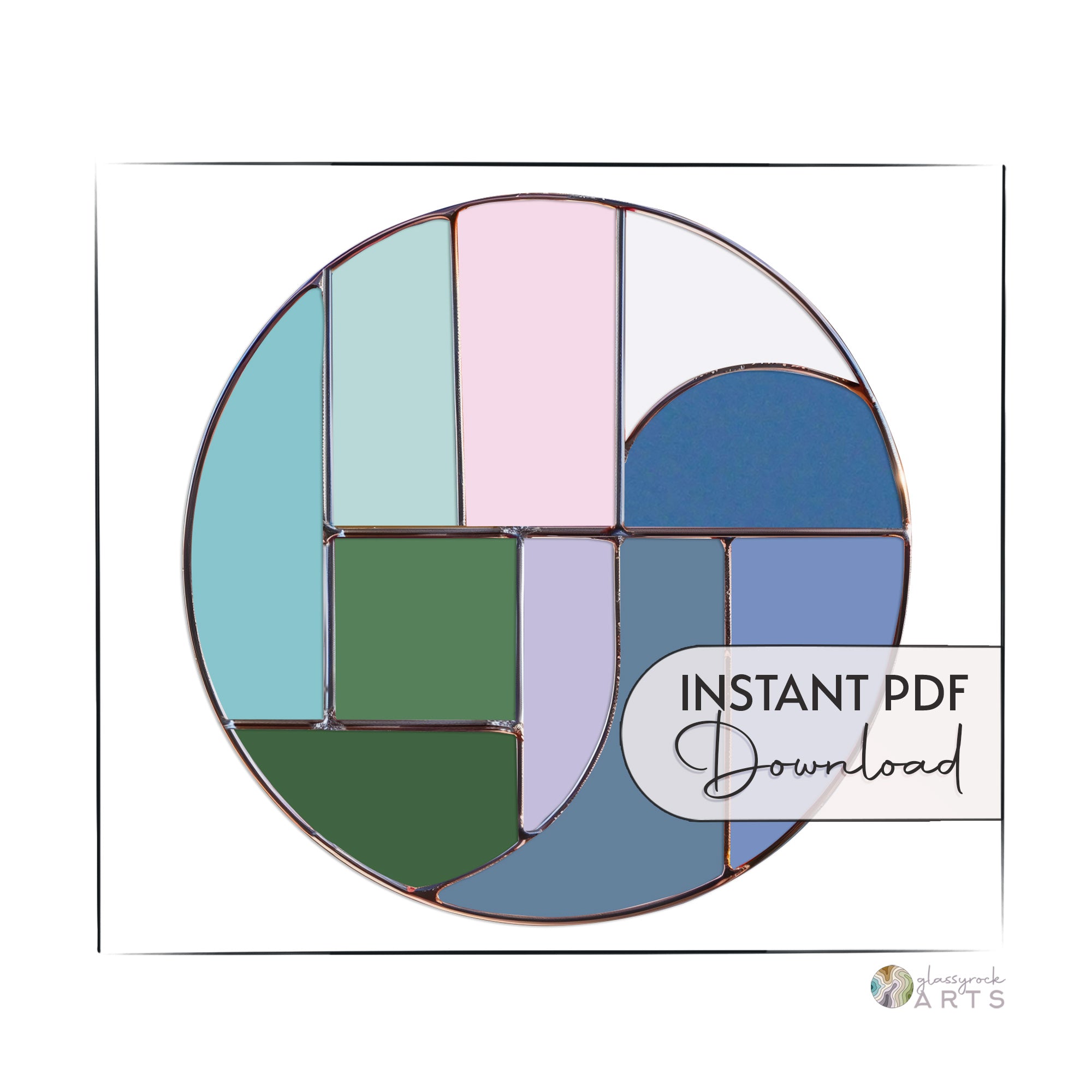 Abstract Wave Round Stained Glass Pattern for Beginners – GlassyRock Arts