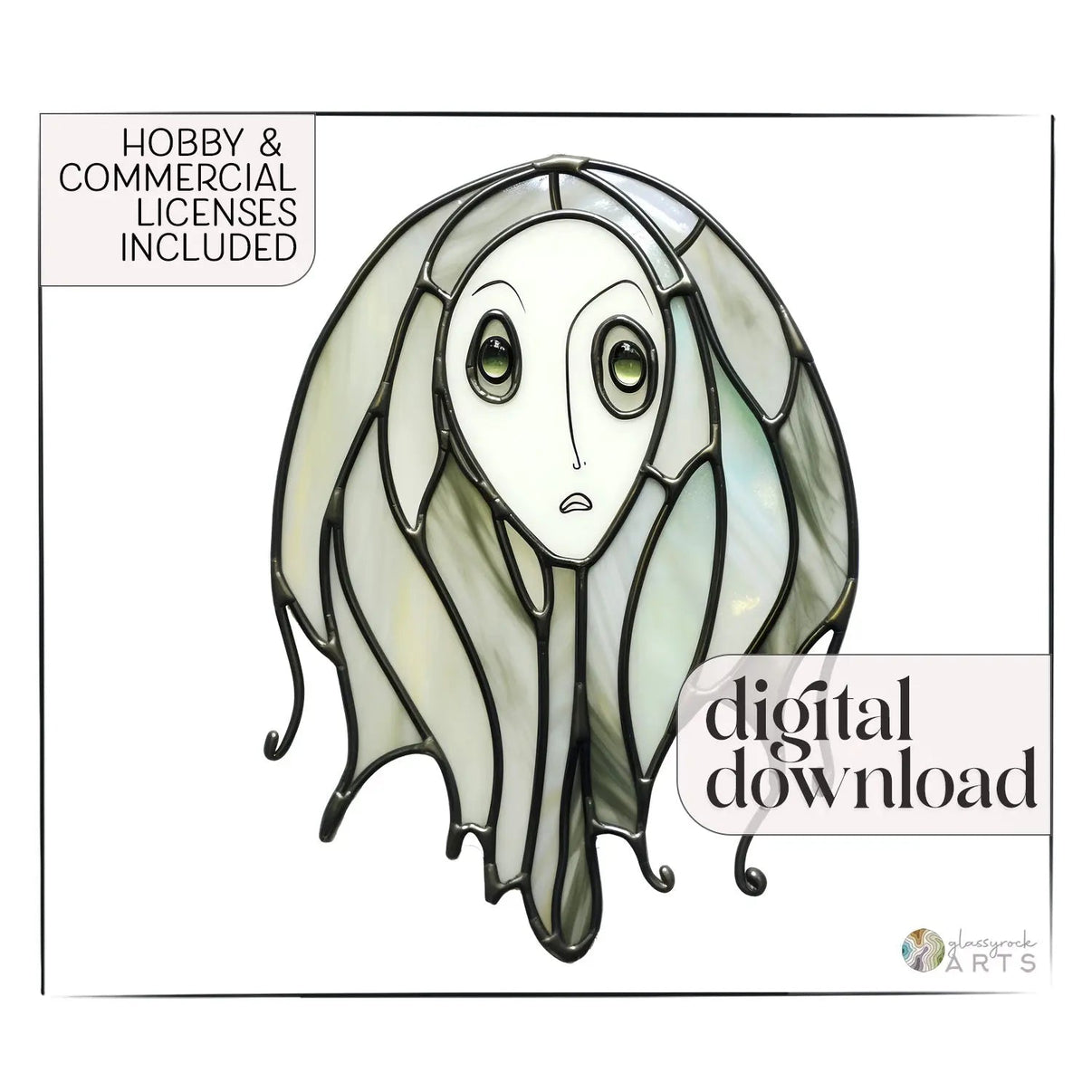 Ghostly Witch Halloween Stained Glass Pattern – GlassyRock Arts