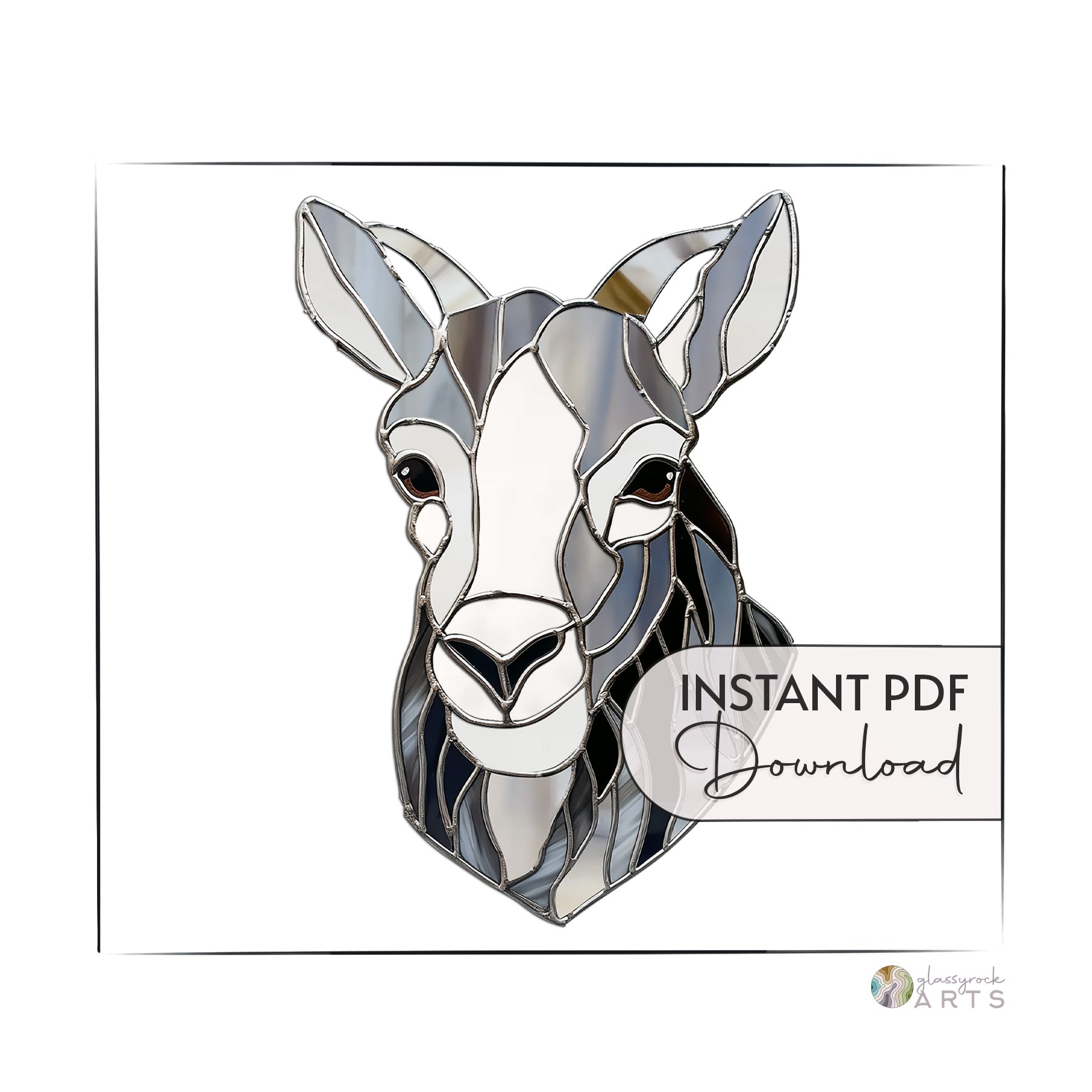 Goat Stained Glass Pattern Design – GlassyRock Arts