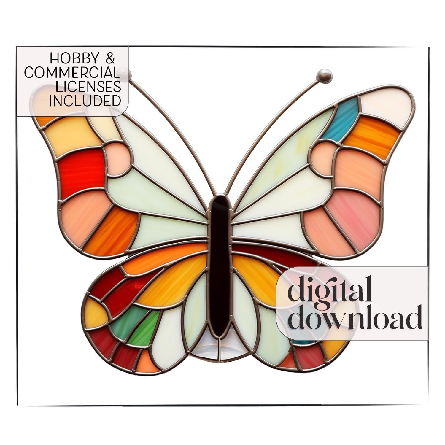 Retro Stained Glass Butterfly Pattern - GlassyRock Arts