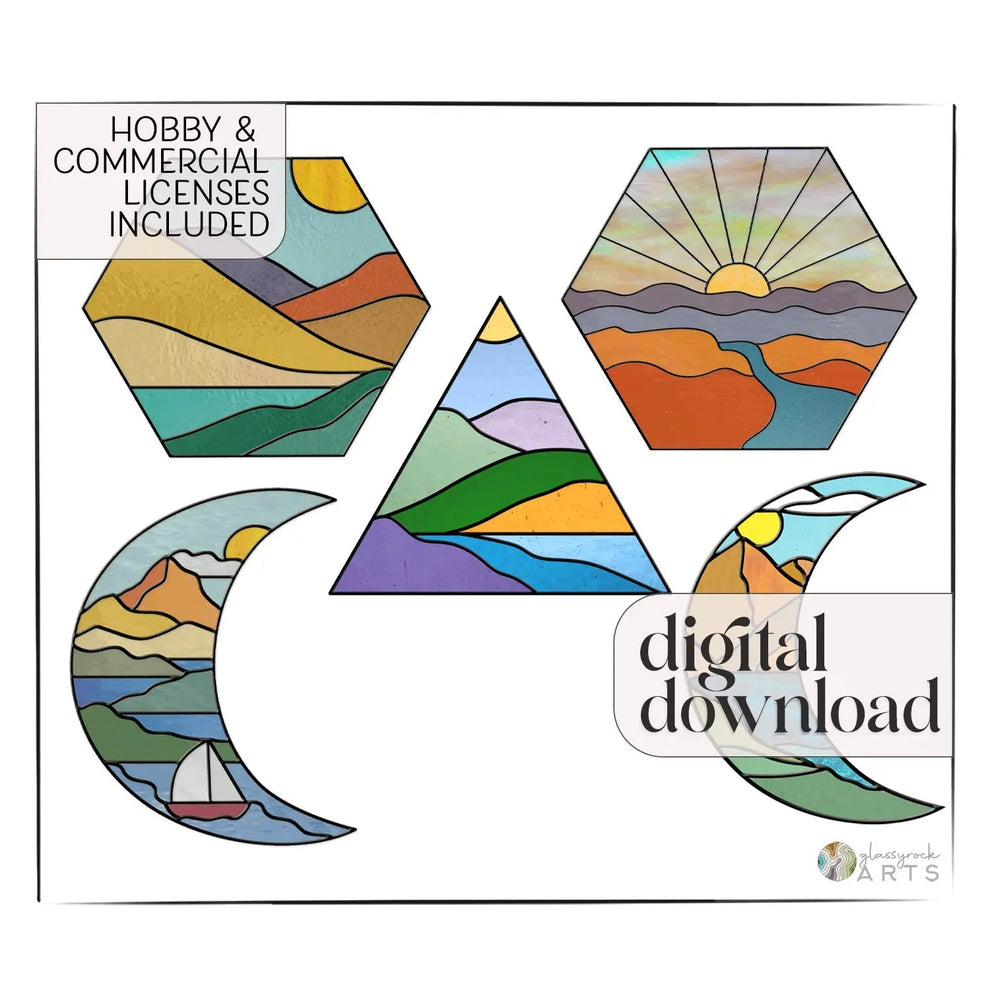 Stained Glass Landscapes Pattern Value Pack - GlassyRock Arts