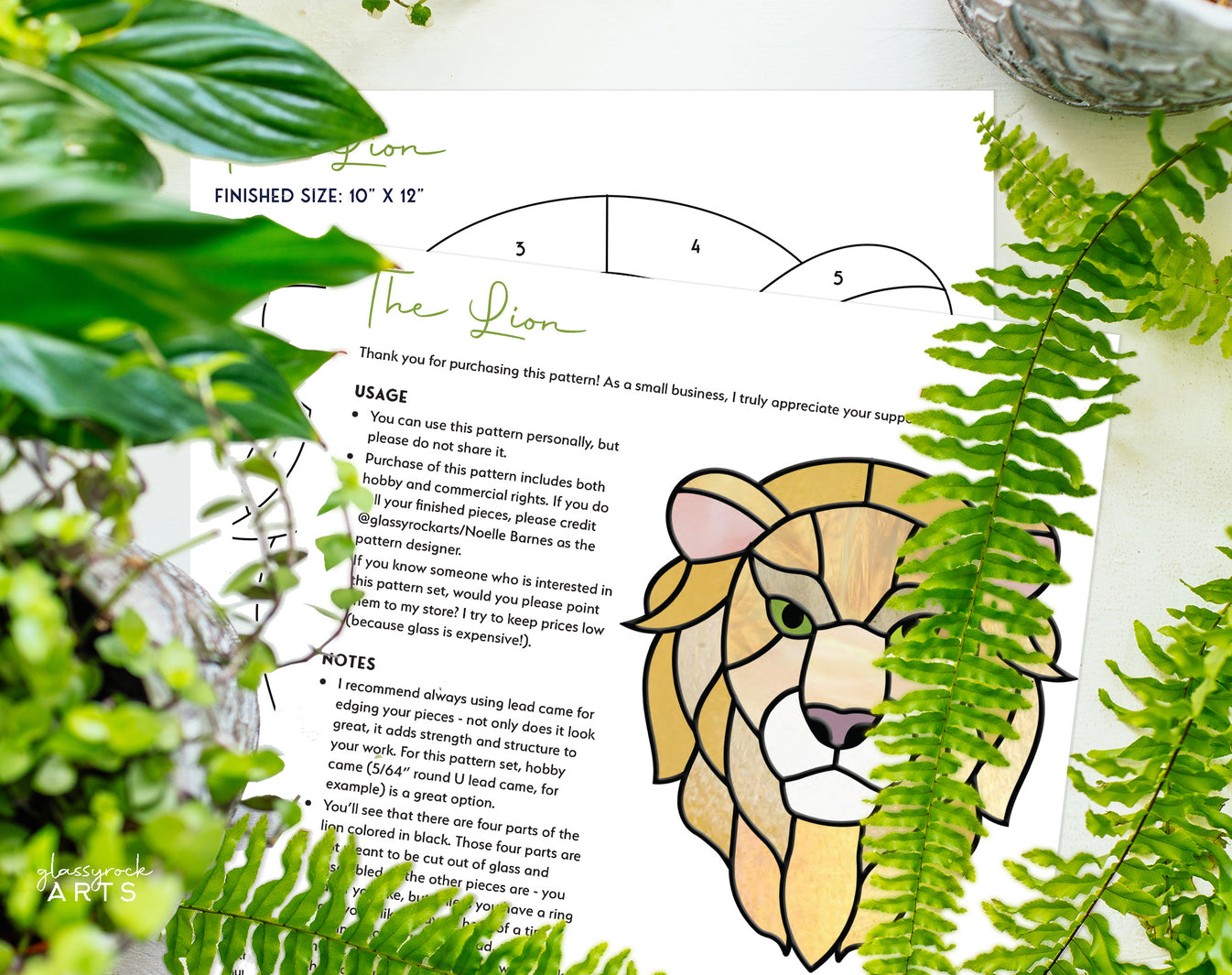 Lion Stained Glass Pattern - GlassyRock Arts