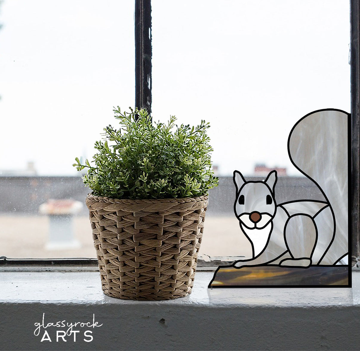 Squirrel Stained Glass Pattern - GlassyRock Arts