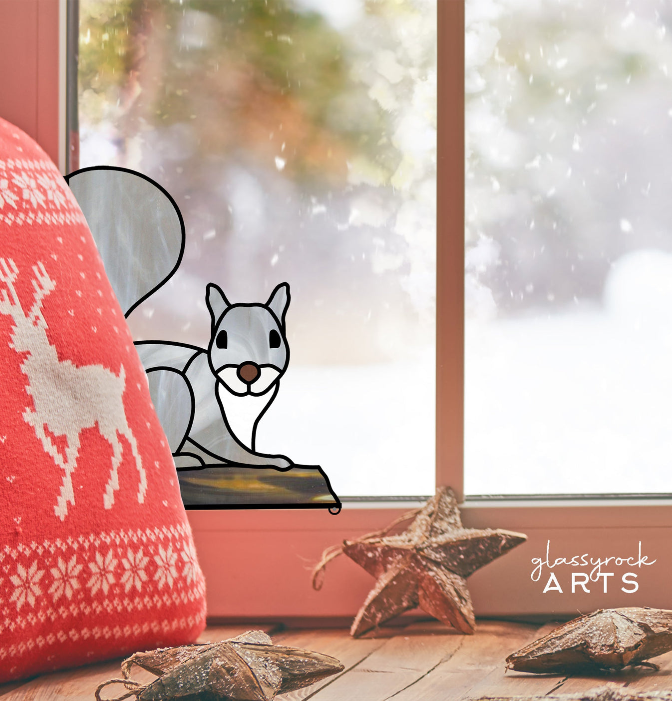 Squirrel Stained Glass Pattern - GlassyRock Arts