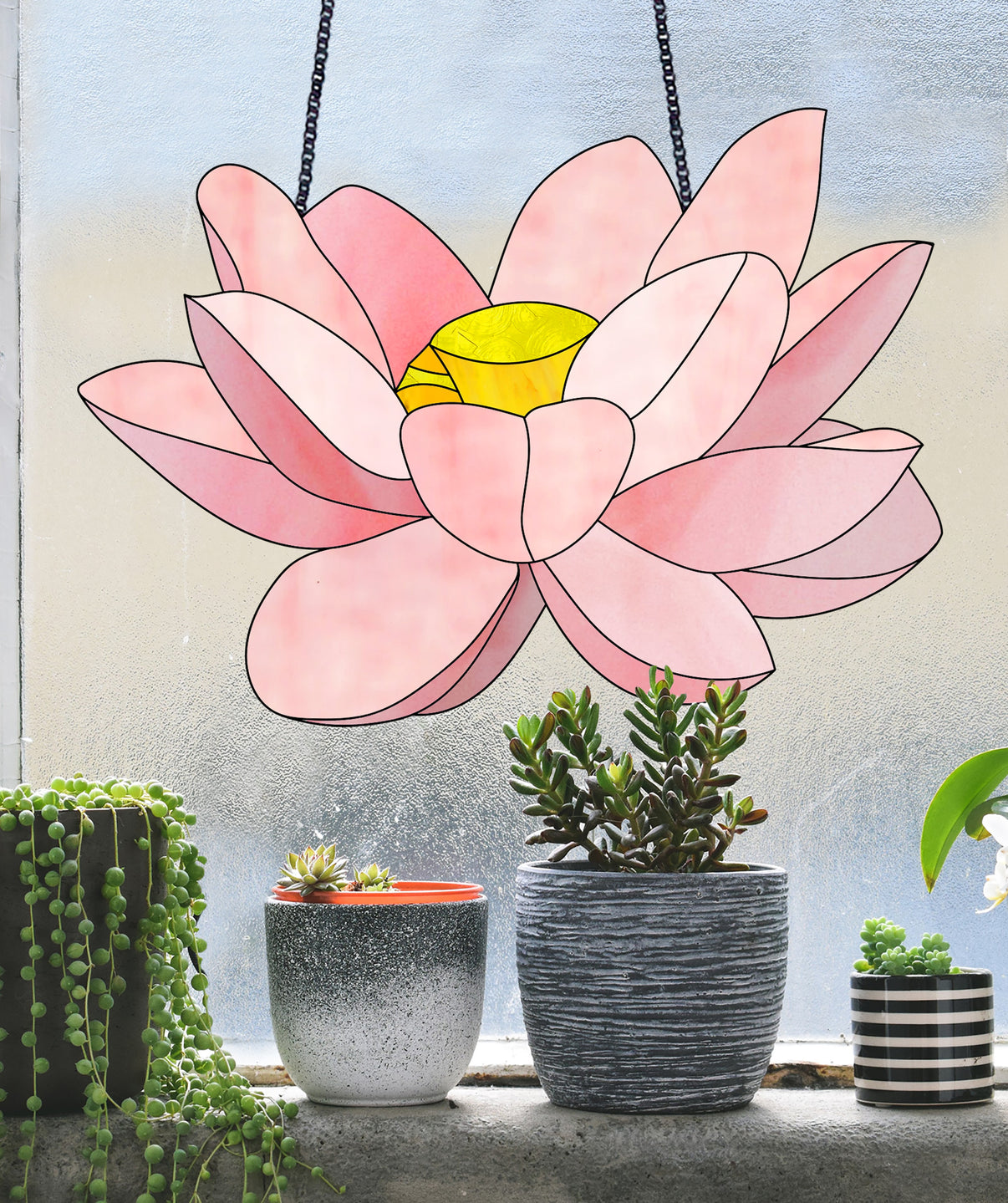 Big Flora Stained Glass Lotus Pattern - GlassyRock Arts
