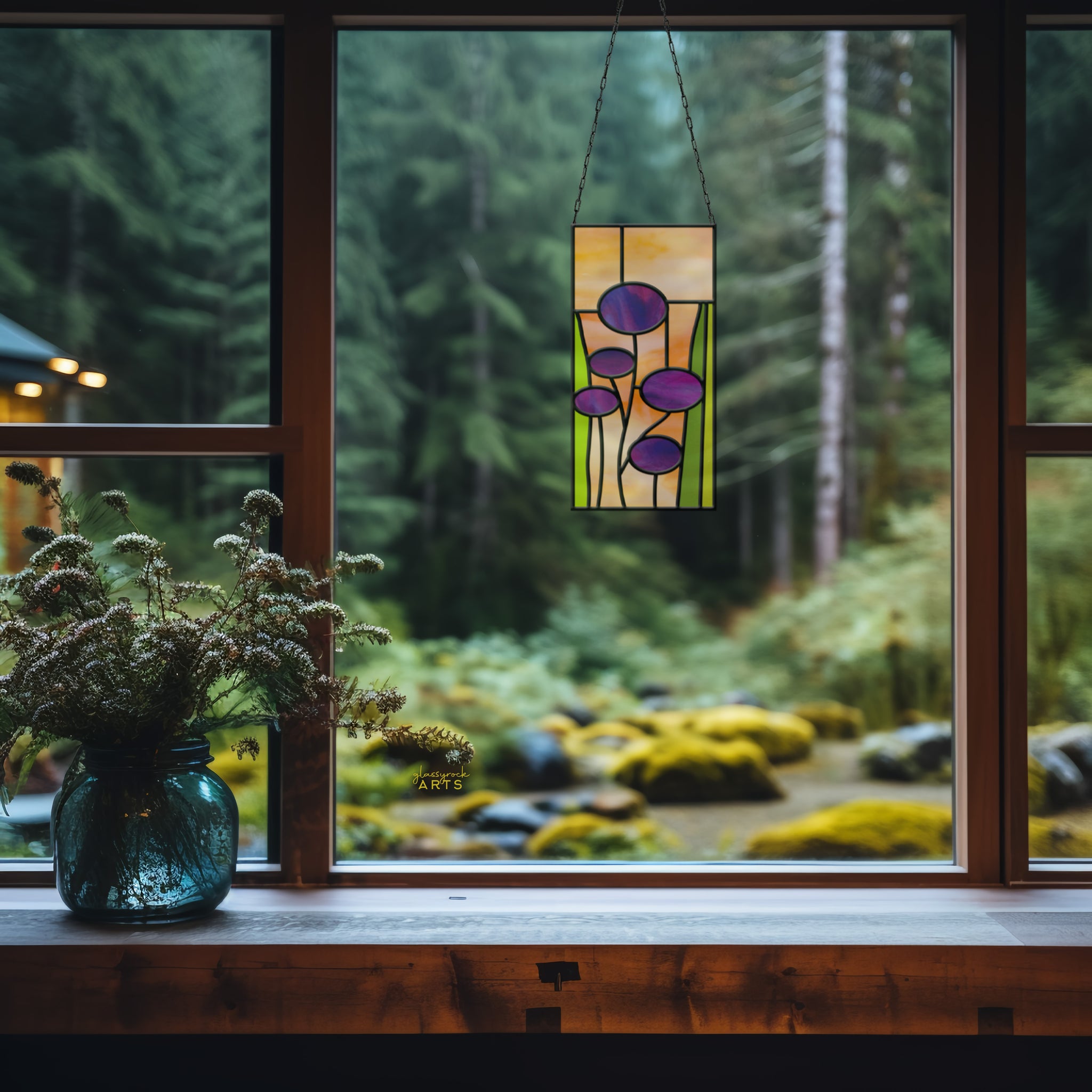 MCM Flowers Stained Glass Pattern – GlassyRock Arts