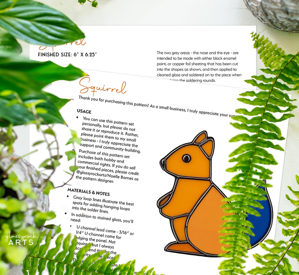 Cute Squirrel Stained Glass Pattern - GlassyRock Arts