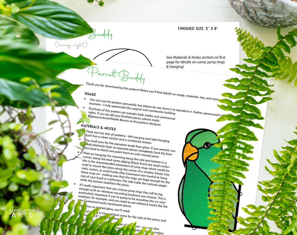 Parrot Stained Glass Bird Pattern - GlassyRock Arts - GlassyRock Arts
