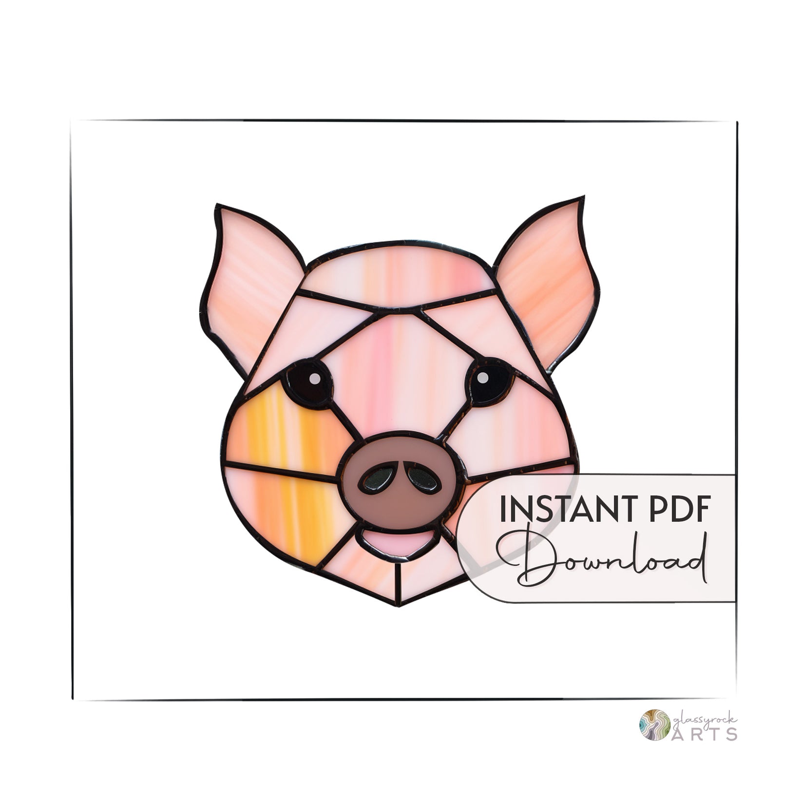Piglet Stained Glass Pattern for Pig – GlassyRock Arts