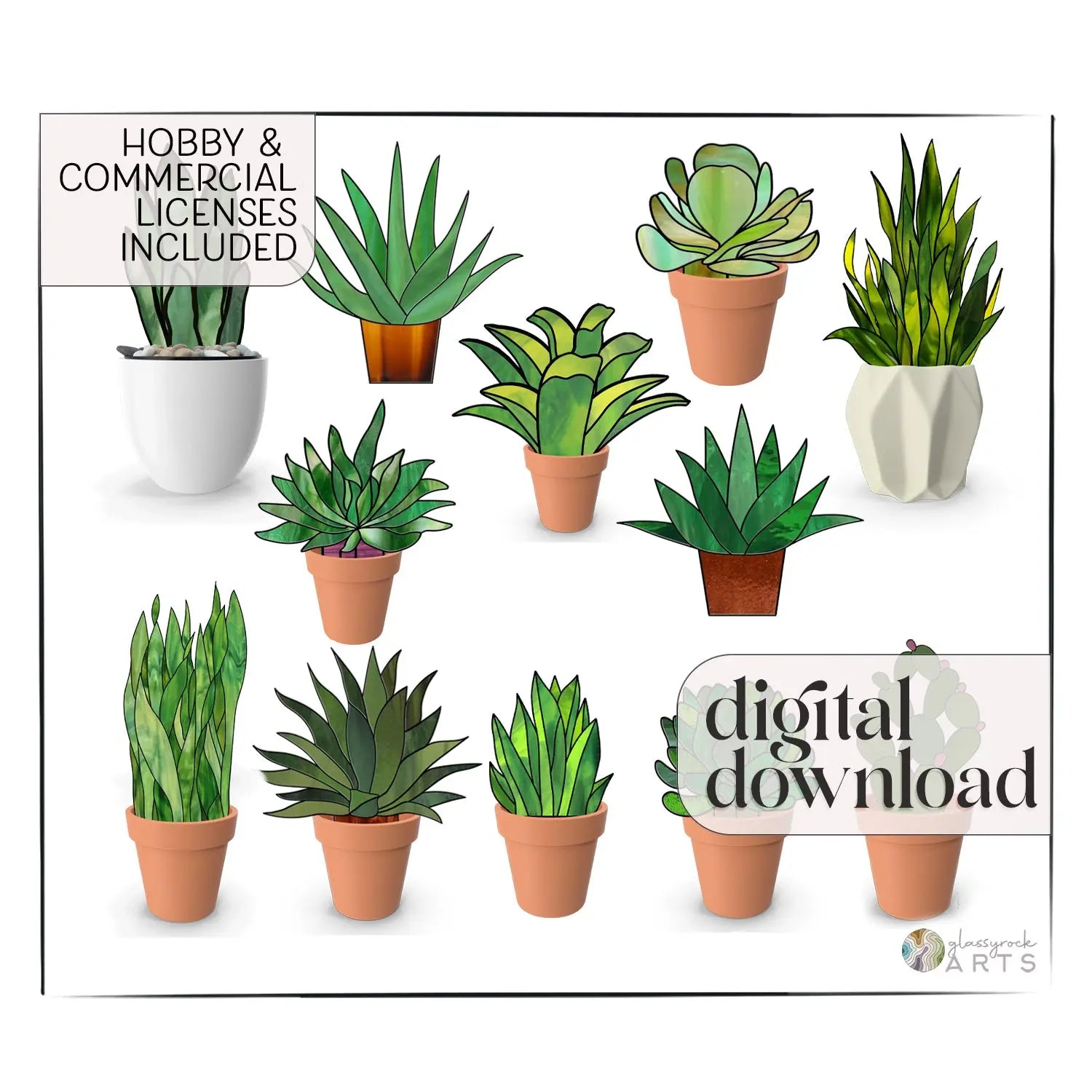 Modern Stained Glass Leaf Patterns Pack of 12 – GlassyRock Arts